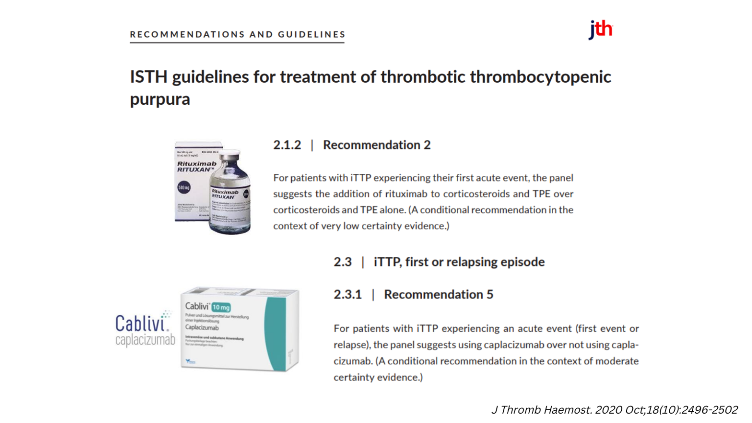 Caplacizumab and/or Rituximab for TTP • The Blood Project