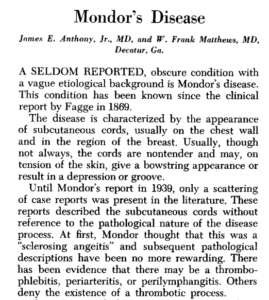 Mondor's Disease • The Blood Project