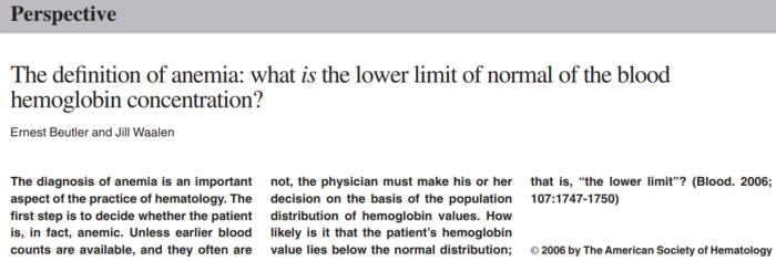 Definition of Anemia (Hb Thresholds) • The Blood Project