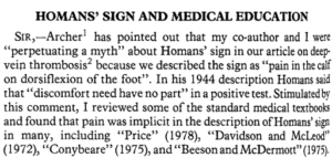 Eponymic Physical Signs in Deep Vein Thrombosis • The Blood Project